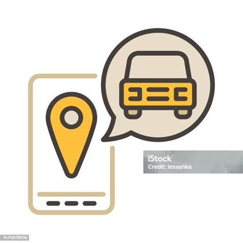 Smartphone With Carsharing App Vector Concept Colored Icon Stock Illustration Download Image