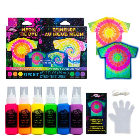 Tulip Neon Tie Dye Kit Blacklight Reactive Easy Application And Techni