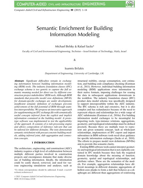Pdf A Semantic Enrichment Engine For Building Information Modeling