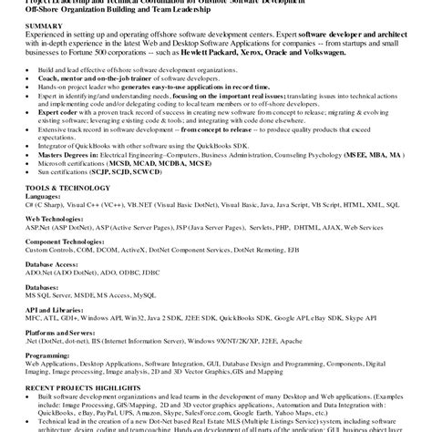 Sample Resume For Dot Net Developer Experience 2 Years Williamson
