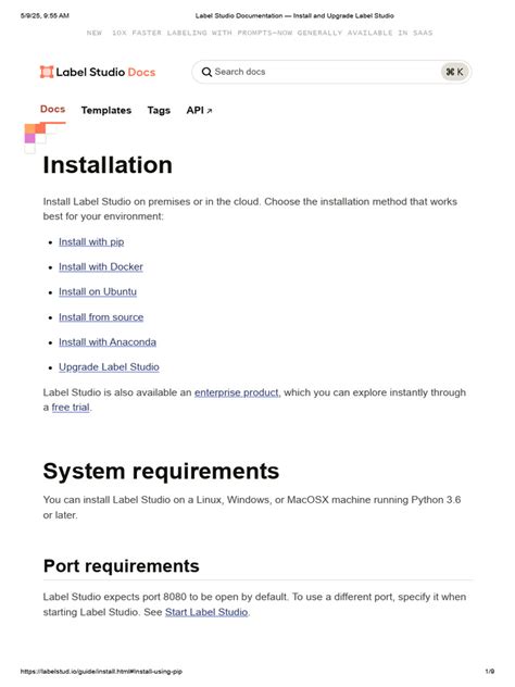 Label Studio Documentation Install And Upgrade Label Studio Pdf Software Engineering