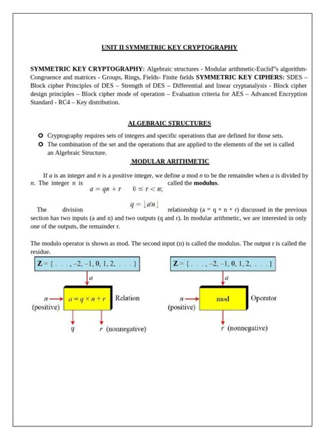 Unit Ii Symmetric Key Cryptography Pdf