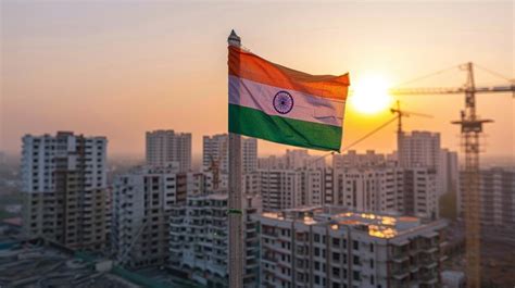Premium Photo A Flag Is Flying In Front Of A Building With The Sun