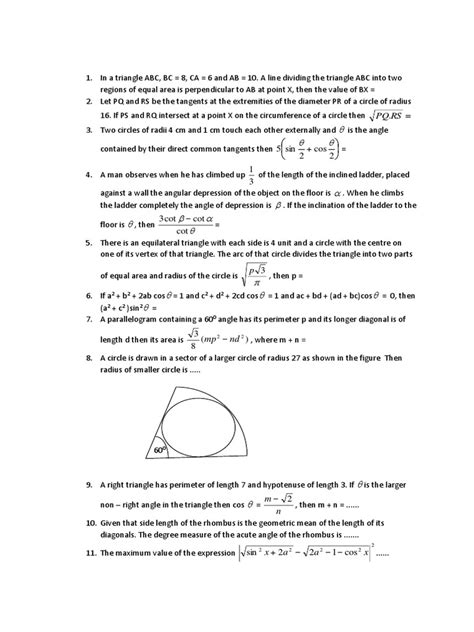 Assignment On Geometry For Ntse Pdf Triangle Area