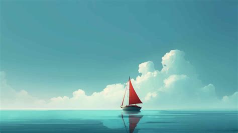 极简主义帆船海景桌面壁纸 极简壁纸