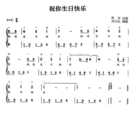 《祝你生日快乐（钢琴双手简谱）》简谱钢琴演奏原唱 歌谱 小叶子制谱简谱之家