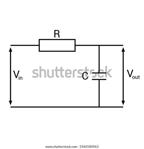 rc low pass circuit filter diagram stock vector royalty free
