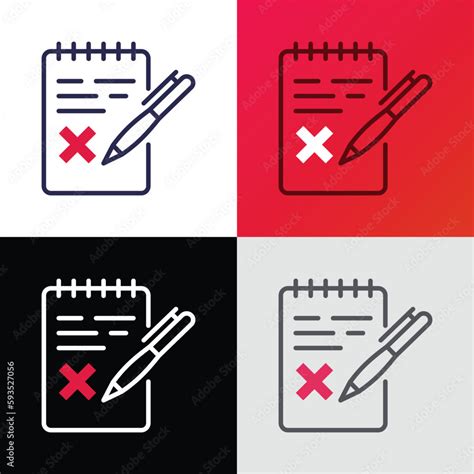 Agreement Rejected Thin Line Icon Document With Cross Mark Decline Claim Form Wrong
