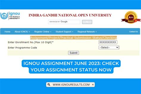IGNOU Assignment June 2023 Check Your Assignment Status Now IGNOU RESULTS