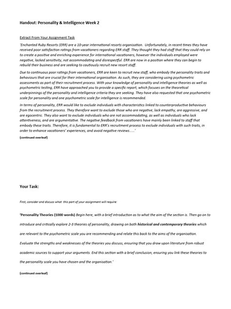 assignment workshop 1 handout may 2023 pdf psychometrics intelligence