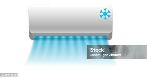 공기 흐름이 있는 벽 에어컨 흰색 격리 된 배경에 스톡 벡터 그림 3차원 형태에 대한 스톡 벡터 아트 및 기타 이미지 3차원 형태 공기조화 광고 Istock