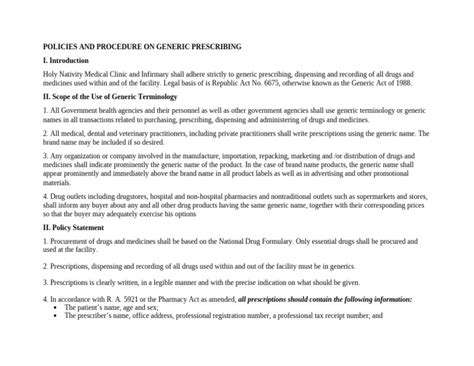 Policy On Generic Prescribing Sample Pdf