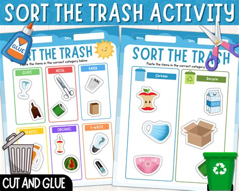 Trash Sorting Activity Printable Worksheets Earth Day Activities