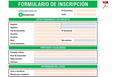 Formato Ficha De Inscripción En Excel Fichas Formulario De Formato Ficha De Inscripción En Excel Fichas Formulario De