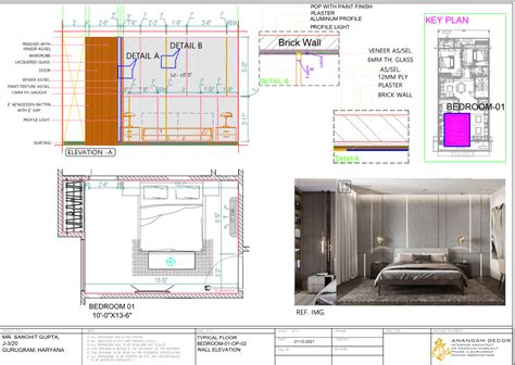 Bedroom Wall Elevation Autocad Dwg 10x13 6 Details