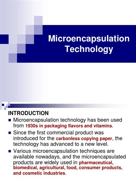 Microencapsulation Technology Pdf Chemistry Materials