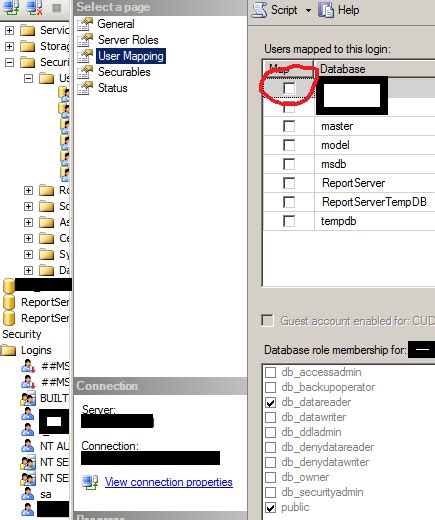 Sql Server 2008 Login User Mapping Does Not Persist Stack Overflow