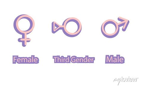 Vector Illustration Set Of Gender Symbols Male Female And Third Wall Stickers Other Bi Black