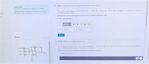 Solved Part A Calculating The Output Voltage Of A Summing Op Amp Circuit Course Hero