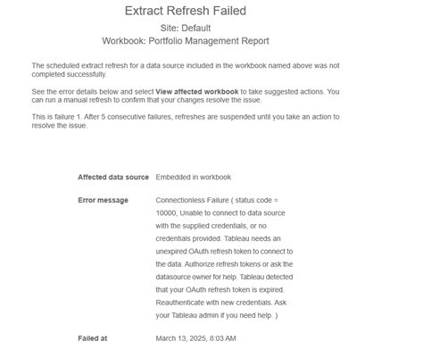 Extract Refresh Failed Databricks Oauth Credentials Expire In Tableau