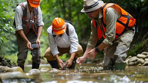 Team Inspecting Water And Sediment Composition For Environmental
