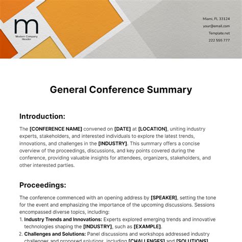 Winning Conference Summary Report Template Forestryencyclopedia