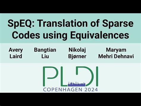 Free Video Speq Translation Of Sparse Codes Using Equivalences From Acm Sigplan Class Central