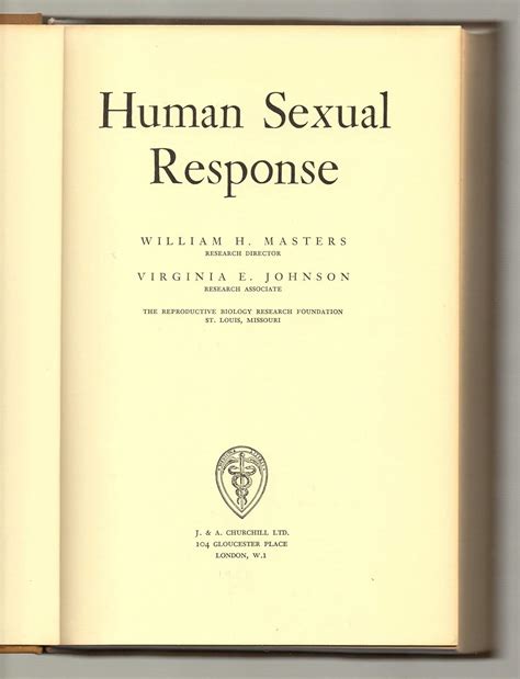 Human Sexual Response Masters William H Johnson Virginia E