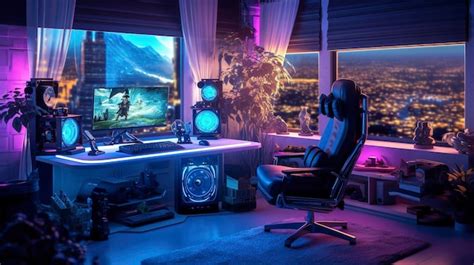 Premium AI Image A Photo Of High Tech Gaming Setup With RGB Lighting