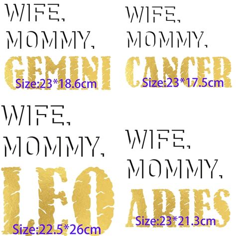 Plastisol 열 전달 레이블 아내 엄마 양자리 황소 자리 처녀 자리 암 염소 자리 물고기 자리 천칭 자리 여성 출생 조디악 달 Diy Aliexpress