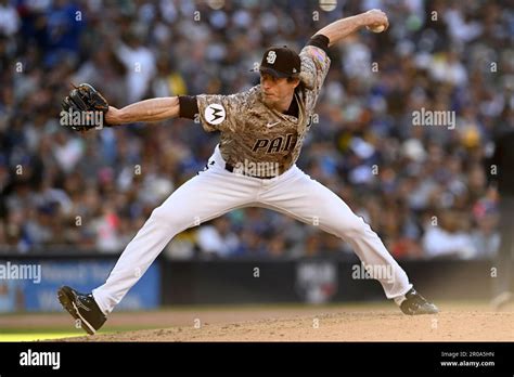 San Diego Padres Relief Pitcher Tim Hill Throws To A Los Angeles