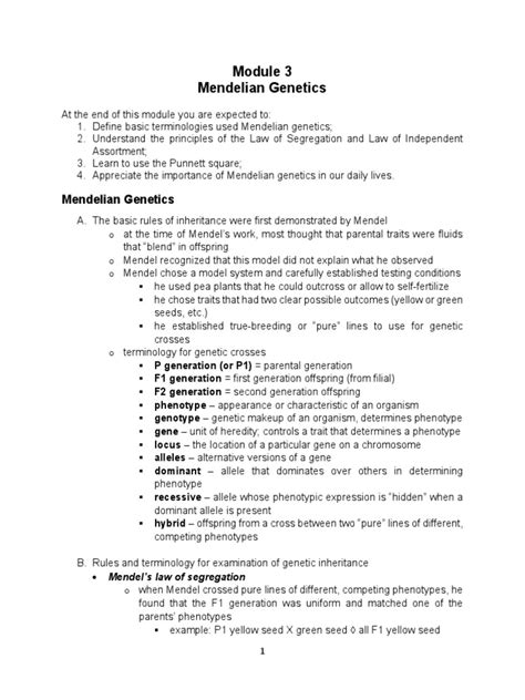 Module 3 Mendelian Genetics Pdf Dominance Genetics Allele