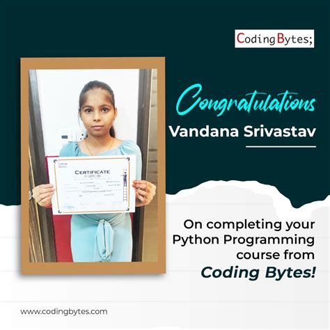 coding bytes 🎉 congratulations to vandana srivastav 🎉