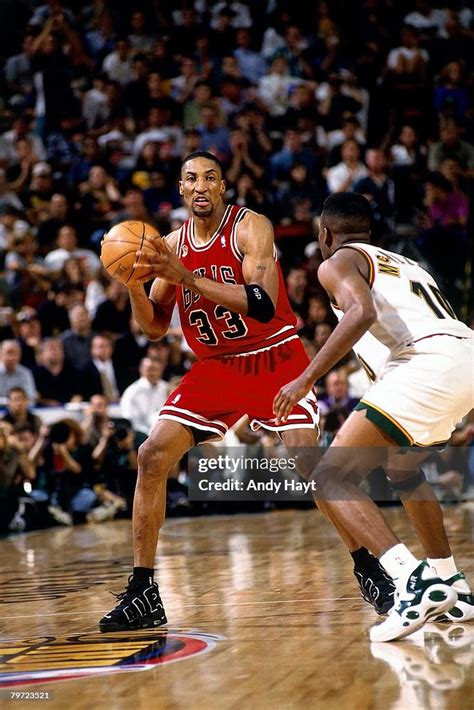 Scottie Pippen Of The Chicago Bulls Looks To Make A Move Against Nate