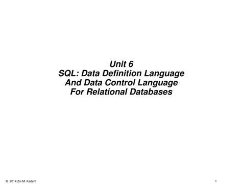 Ppt Unit 6 Sql Data Definition Language A Nd Data Control Language