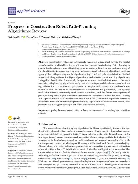 Progress In Construction Robot Path Planning Algor Pdf Robot Robotics