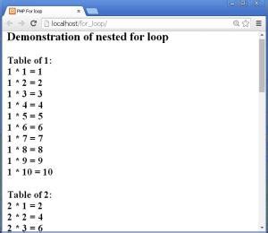 PHP For Loop