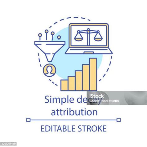 기여 개념 아이콘을 손상하기만 하면 됩니다 어트리뷰션 모델링 타입 아이디어 씬 라인 일러스트레이션 멀티 터치 분석 변환 모델입니다 디지털 마케팅 벡터 절연 윤곽선 도면 편집
