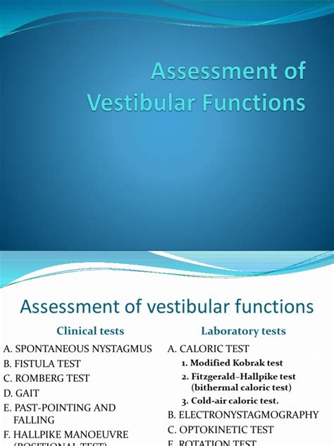 Vestibular Function Tests Vestibular System Vertigo