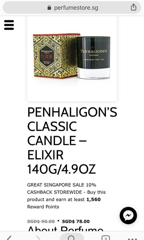 Penhaligons Elixir Classic Candle Beauty And Personal Care Fragrance