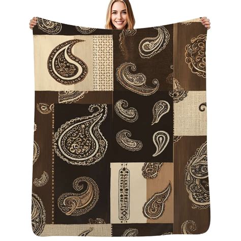Brown Paisley Patchwork Design Soft Blanket Travel Bedding Throws
