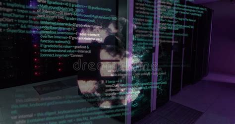 Data Processing Over Spinning Euro Symbol Against Computer Server Room Stock Image Image Of