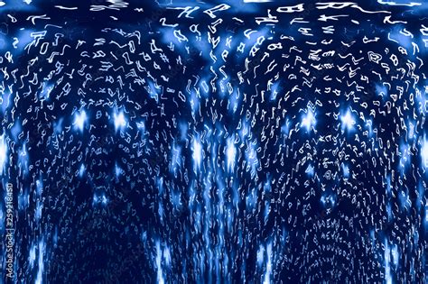 Blue Matrix Digital Background Distorted Cyberspace Concept