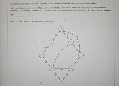 Solved Consider The Graph Below Use Prim S Algorithm To Chegg