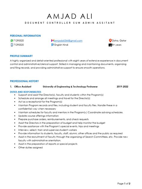 document controller cv pdf specification technical standard computing