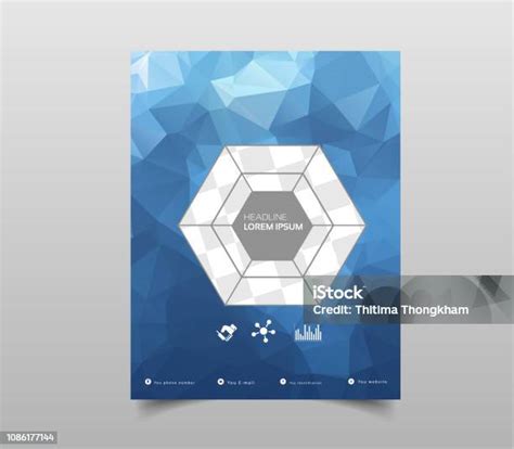 브로셔 템플릿 레이아웃 커버 디자인 연간 보고서 잡지 전단지 또는 다각형 배경에 파란색 도형 A 4에서 책자 벡터 일러스트입니다 0명에 대한 스톡 벡터 아트 및 기타 이미지
