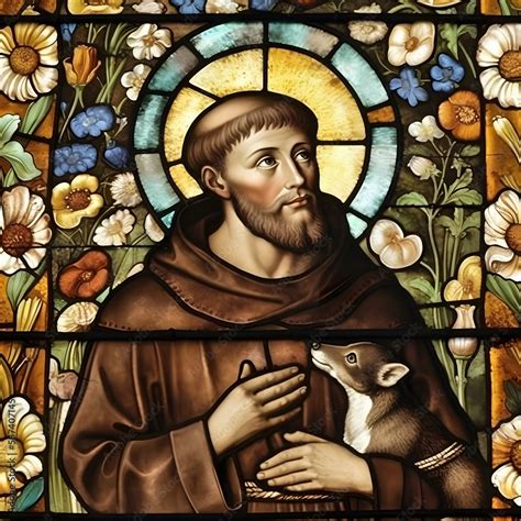 Saint Francis Of Assisi Stained Glass Style Generative Ai St