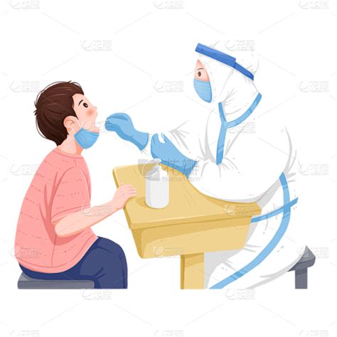 手绘医护人员检测核酸插画