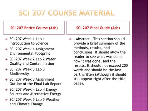 Ppt Sci 207 Ash Course Tutorial Sci207dotcom Powerpoint