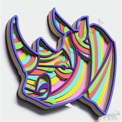 Rhino Head Layered Design For Cutting Lasercraftum